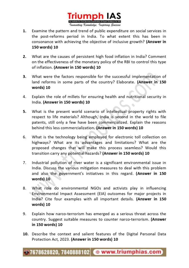 Download General Studies Paper 3 2024 UPSC Mains GS 3 Question Paper ...