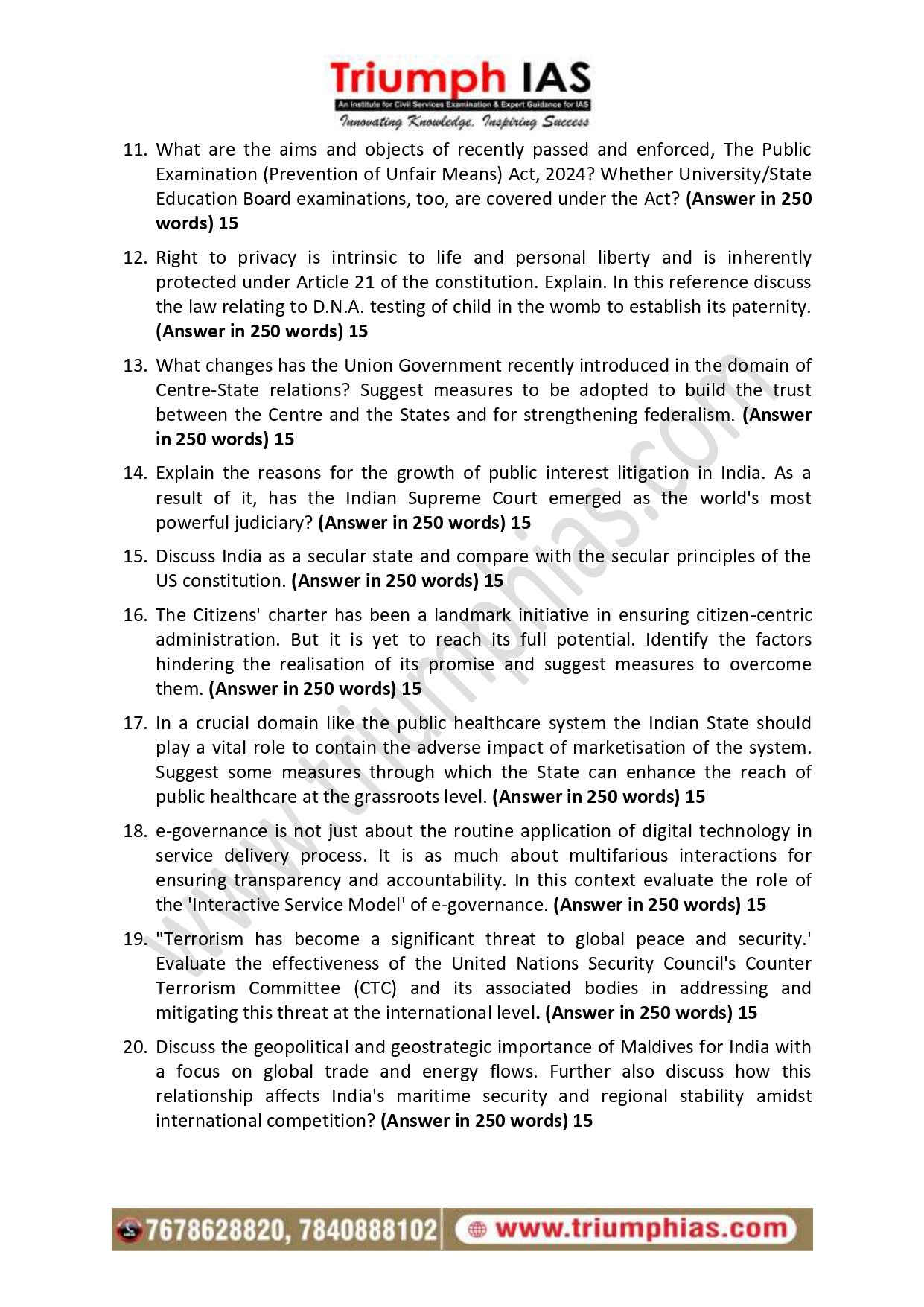 Download General Studies Paper 2 2024 UPSC Mains GS 2 Question Paper ...